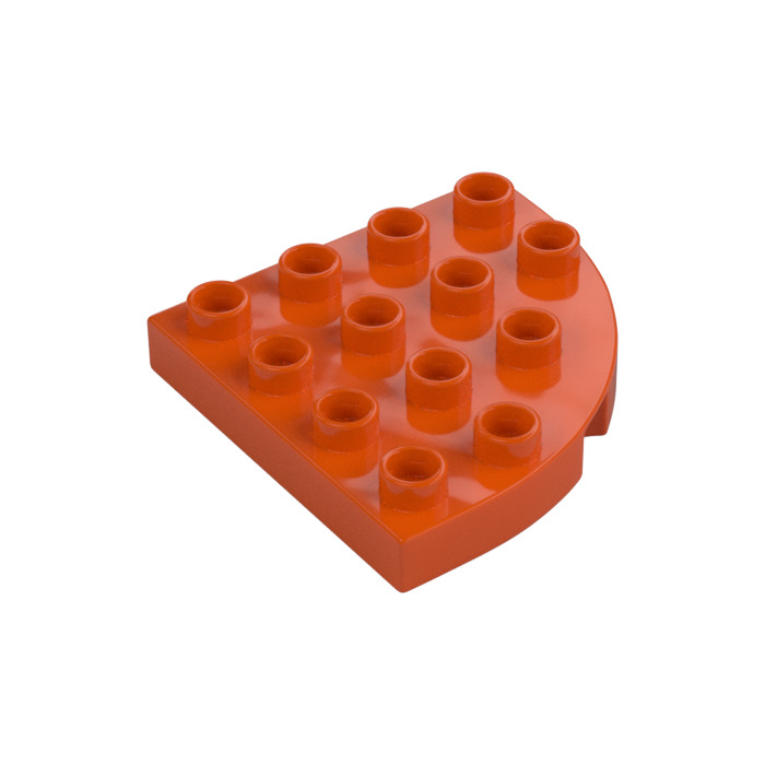 Duplo Reddish Orange Plate 4 x 4 with Round Corner (98218) | Brick Owl ...