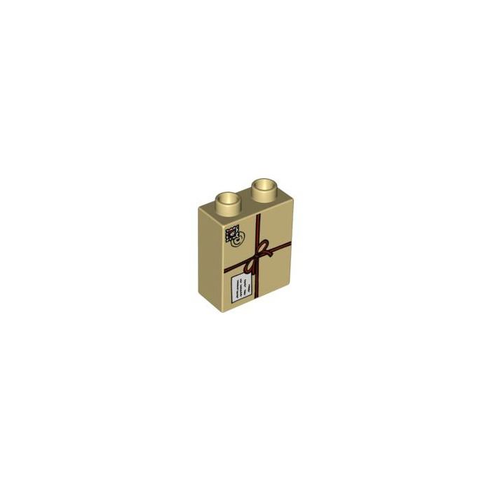 Duplo Tan Brick 1 x 2 x 2 with Tied Parcel with Label, Stamp and ...