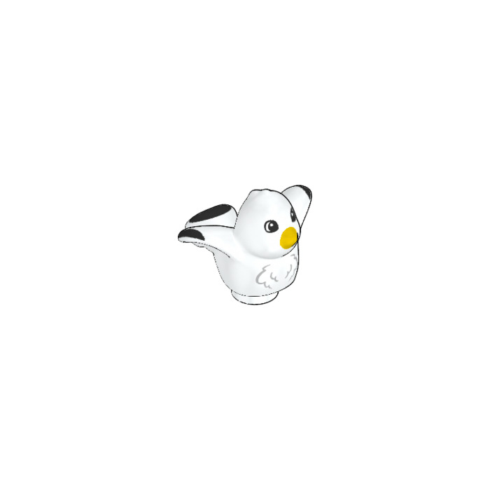 Duplo White Bird with Black Wing Tips and Yellow Beak (27370 / 46566 ...