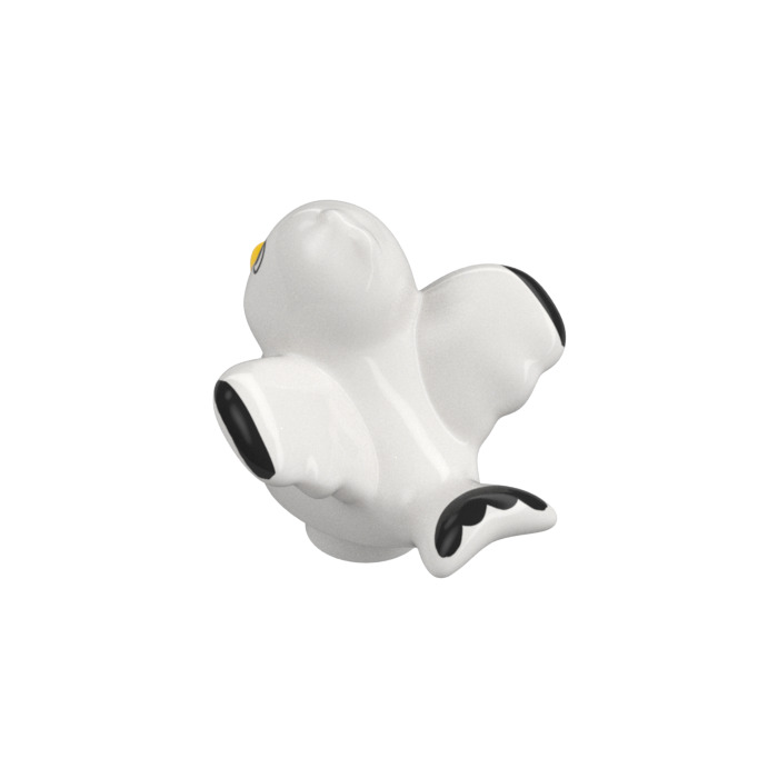 Duplo White Bird with Black Wing Tips and Yellow Beak (27370 / 46566 ...