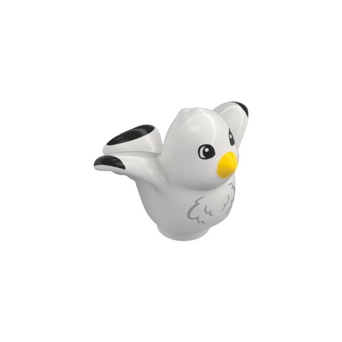 Duplo White Bird with Black Wing Tips and Yellow Beak (27370 / 46566 ...
