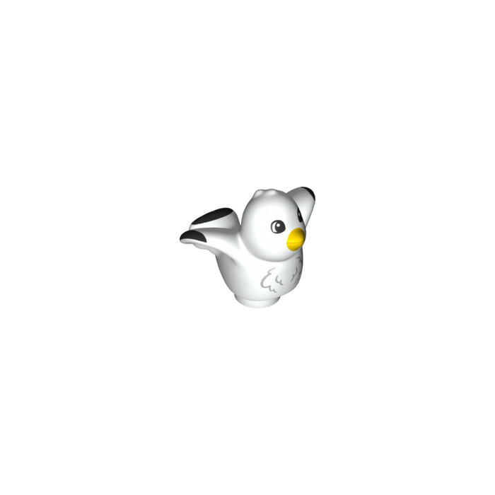 Duplo White Bird with Black Wing Tips and Yellow Beak (27370 / 46566 ...