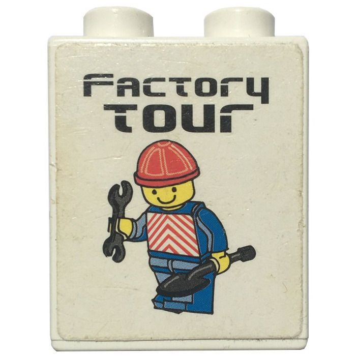 Duplo Brick 1 x 2 x 2 with 'Factory Tour' and Minifig with Wrench ...