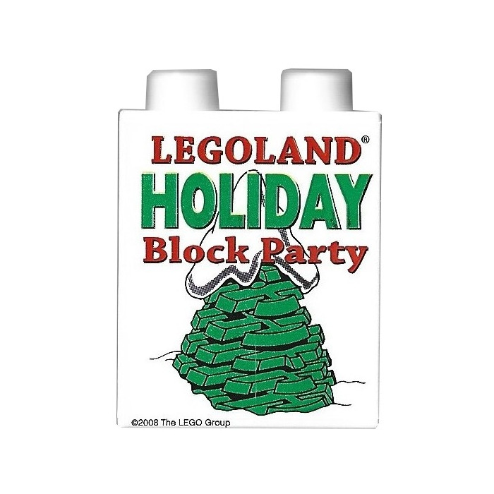 Duplo Brick 1 x 2 x 2 with LEGOLAND Holiday Block Party without Bottom ...
