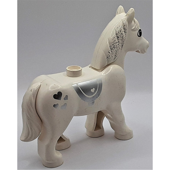 Duplo White Horse with Movable Head with Silver Hearts (75725) | Brick ...