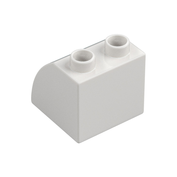 Duplo White Slope 45° 2 x 2 x 1.5 with Curved Side with Lightning Bolt ...