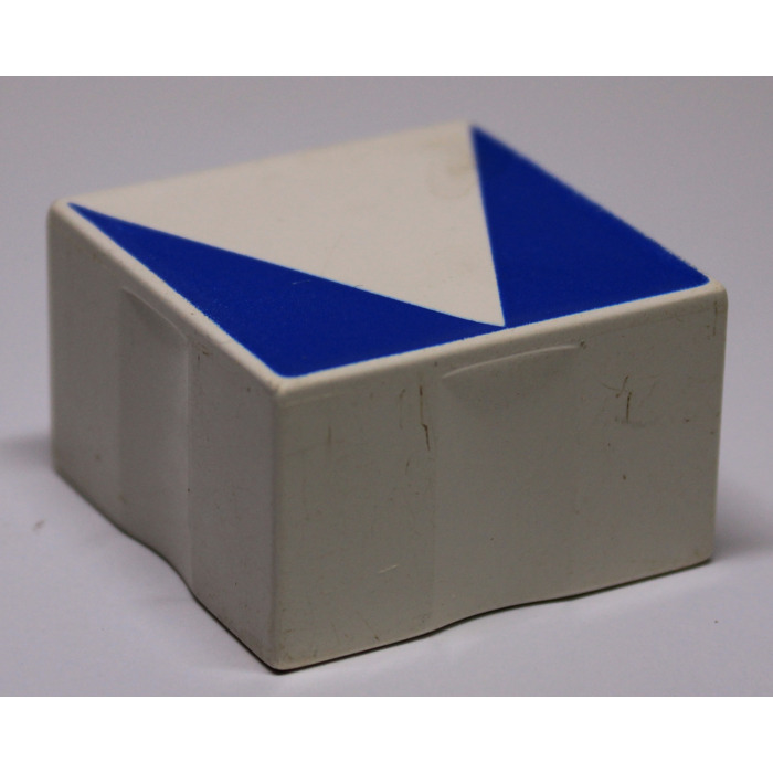 Duplo White Tile 2 x 2 x 1 with Blue Inverse Triangle Pattern (2756 ...