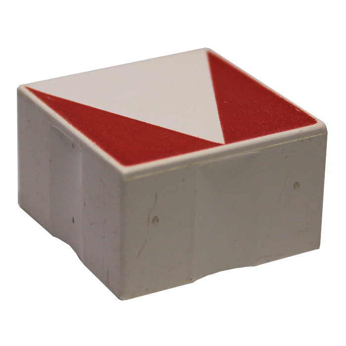 Duplo White Tile 2 x 2 x 1 with Red Inverse Triangle Pattern (2756 ...
