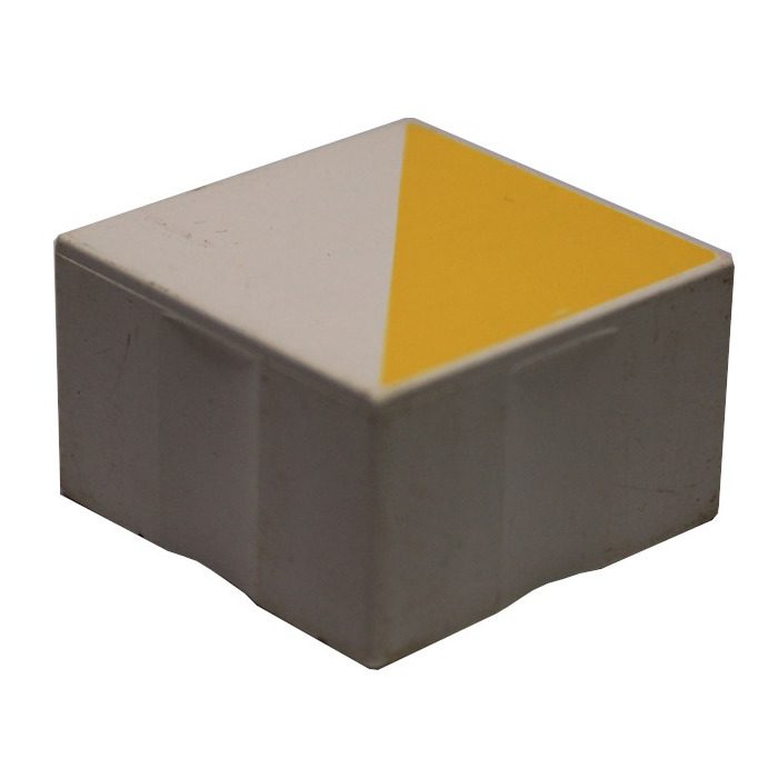 Duplo White Tile 2 x 2 x 1 with Yellow Right Triangle Pattern (2756 ...