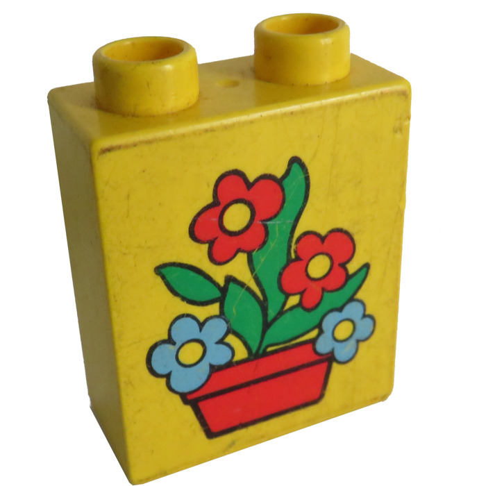 Duplo Yellow Brick 1 x 2 x 2 with Flowers (4066) | Brick Owl - LEGO ...