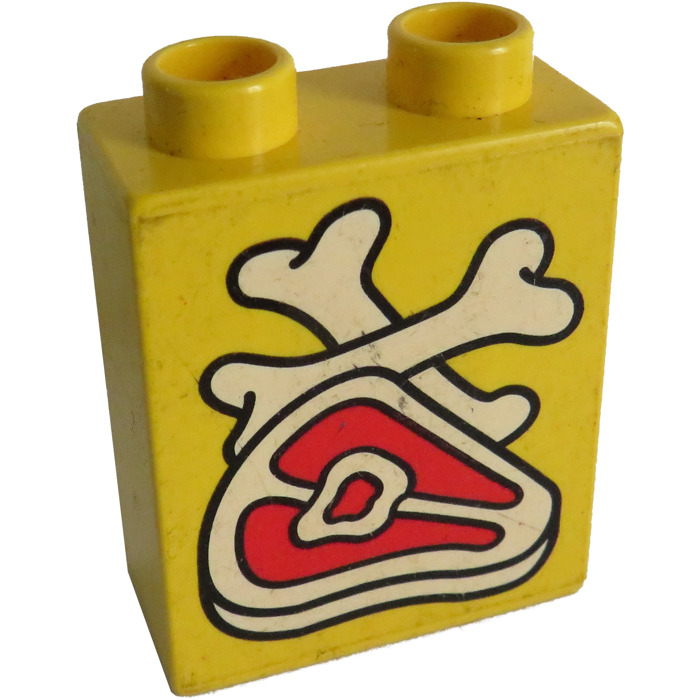 Duplo Yellow Brick 1 x 2 x 2 with Steak and Cross Bones (4066 / 82071 ...