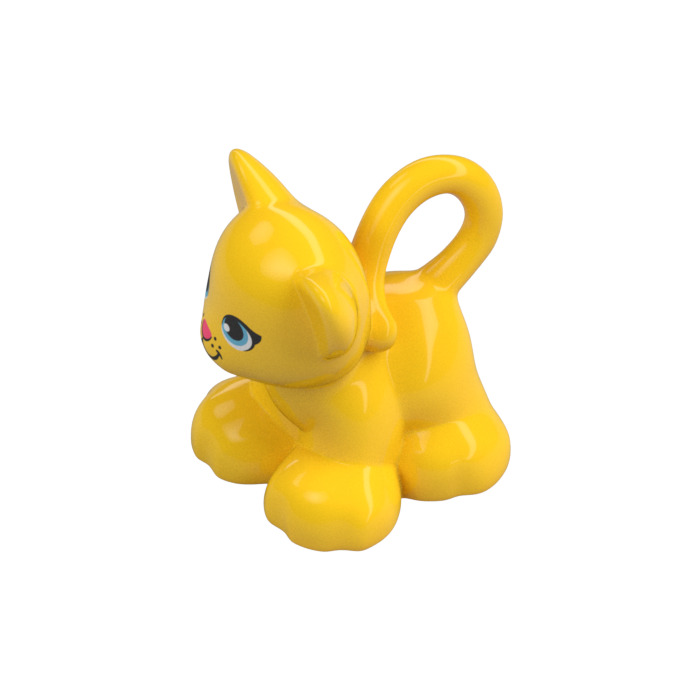 Duplo Yellow Cat Kitten (Standing) with Coral Nose (113562) | Brick Owl ...