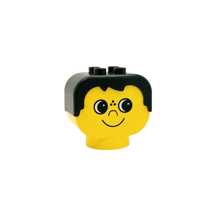 Duplo Yellow Head with Black Hair and Freckles | Brick Owl - LEGO ...