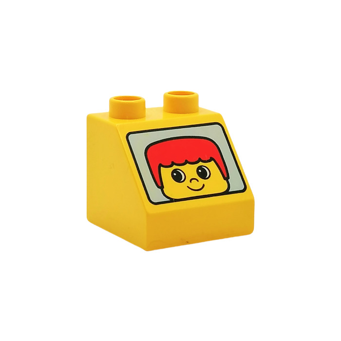 Duplo Slope 2 x 2 x 1.5 (45°) with Face with Red Hair (6474 / 83567 ...