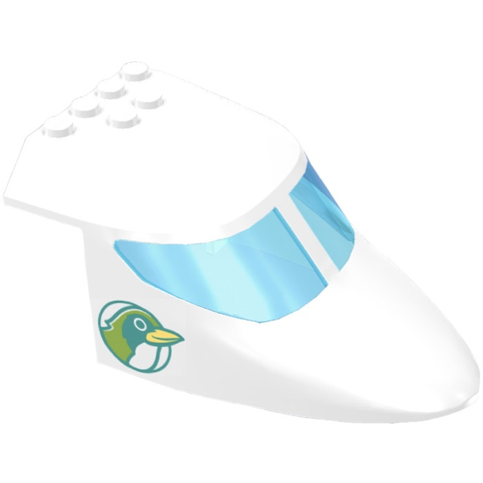 LEGO Airplane Cockpit 6 x 10 x 4 with Transparent Blue Glass with Bird ...