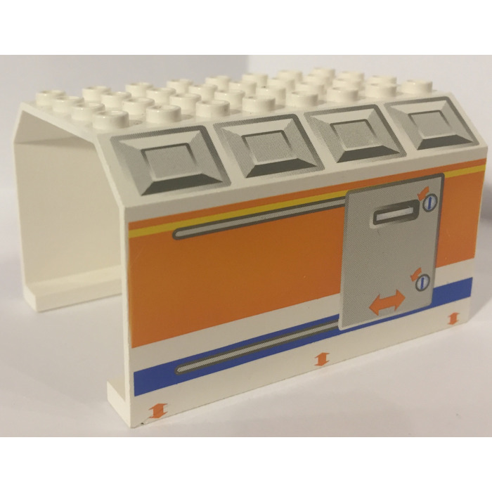 LEGO Airplane Fuselage 6 x 8 x 4 with Sliding Door, Blue Stripe, Orange ...