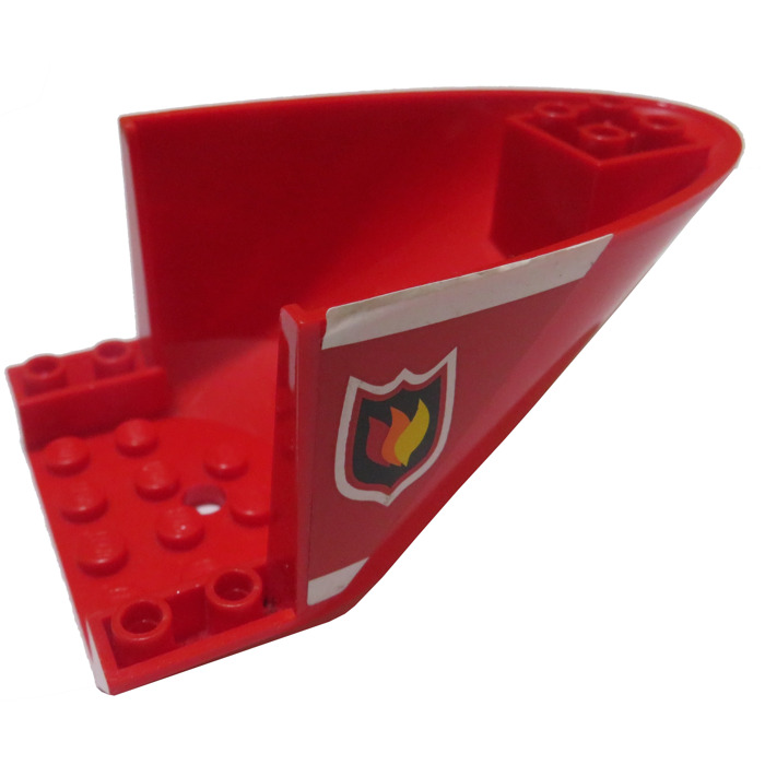 LEGO Airplane Tail 6 x 10 x 4 Bottom with "Fire" Logo Sticker (87616 ...
