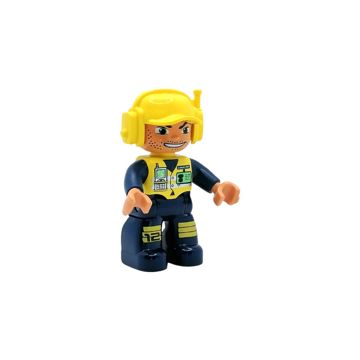 LEGO Airport Technician with Radio and Badge and Big Smile Duplo Figure ...