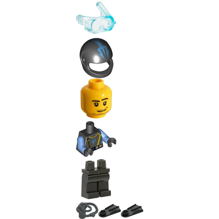 LEGO Aquaraider Diver with Flippers and Stubble Minifigure | Brick Owl