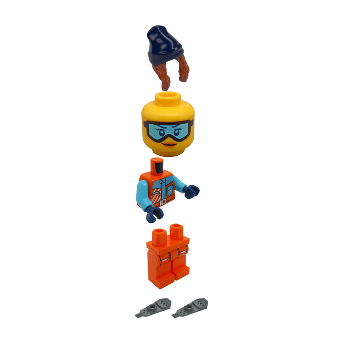 LEGO Arctic Explorer (Female) with Orange Suit and Beanie with Flippers ...