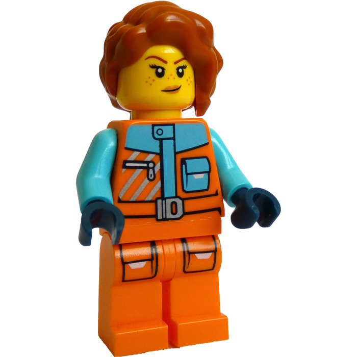 LEGO Arctic Explorer with Orange Suit, Dark Orange Hair Minifigure ...