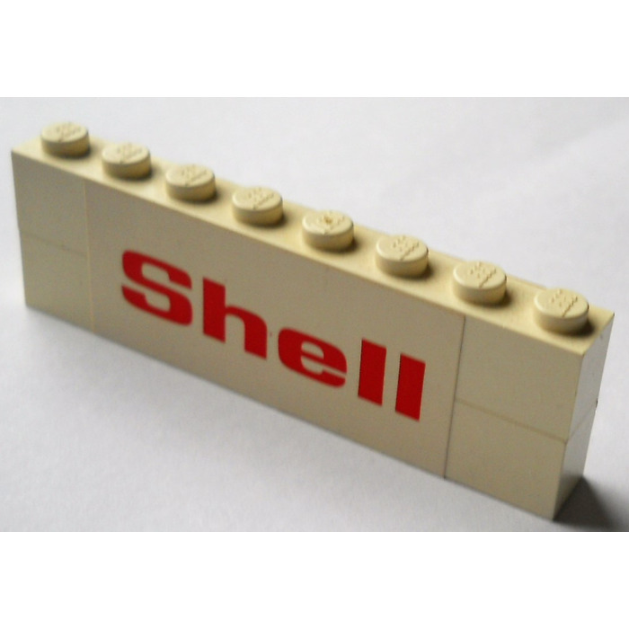 LEGO Assembly of 2 bricks 1 x 8 with 'Shell' sticker on opposite sides ...