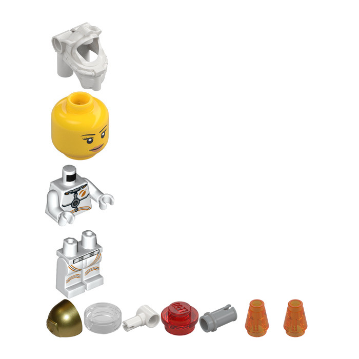 LEGO Astronaut with White Spacesuit with Orange Lines and Side Lamp ...