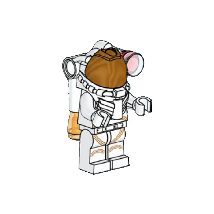 LEGO Astronaut with White Spacesuit with Orange Lines and Side Lamp ...