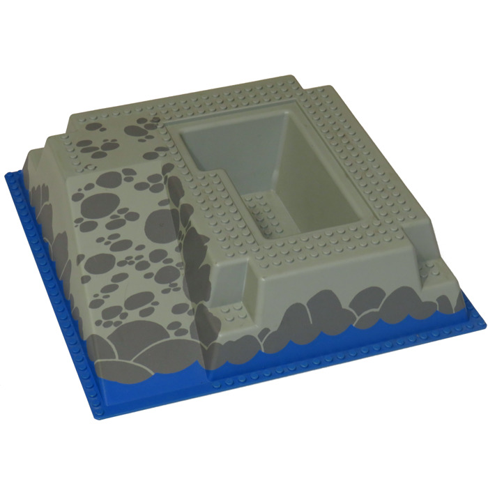 LEGO Baseplate 32 x 32 Raised with Ramp and Pit with Water and Gray ...