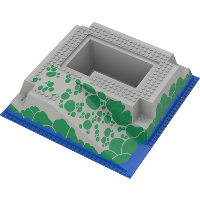 LEGO Baseplate 32 x 32 Raised with Ramp and Pit with Water and Green ...