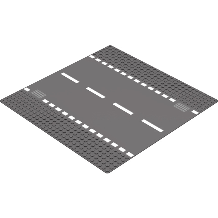 LEGO Baseplate 32 x 32 with Straight Road with White Dashed Lines and ...