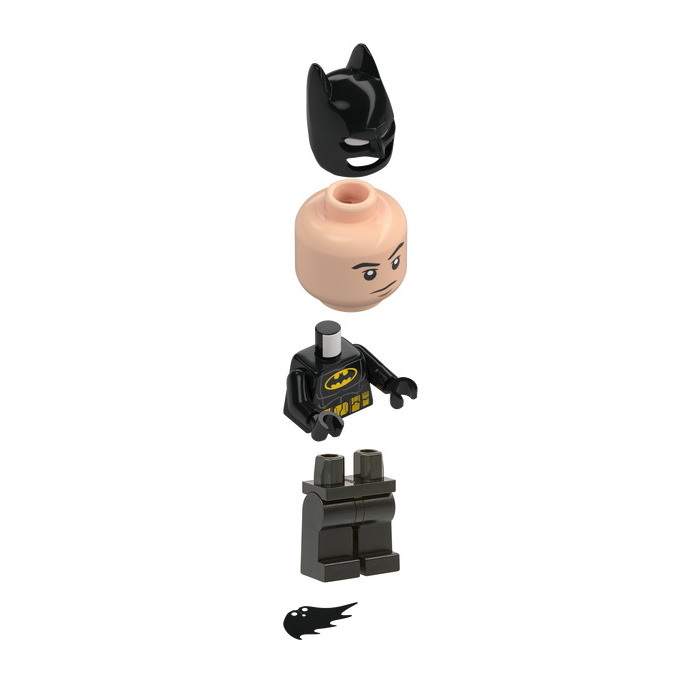 LEGO Batman with Black Suit and Yellow and Flesh Belt with Swept Cape ...