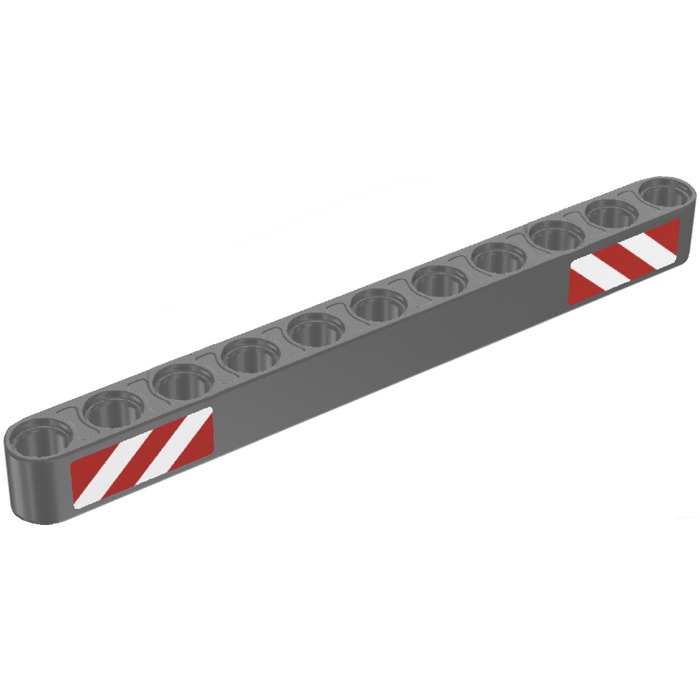 LEGO Beam 11 with Red and White Diagonal Stripes (x2) Sticker (32525 ...