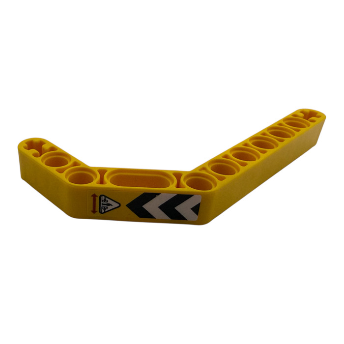 LEGO Beam 3 x 3.8 x 7 Bent 45 Double with white-black warning stripes ...