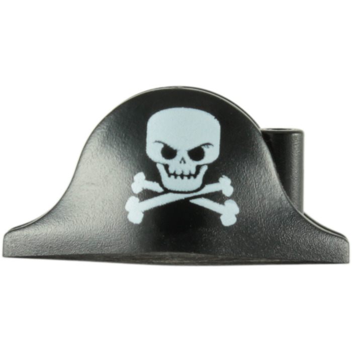 LEGO Black Bicorne Pirate Hat with Skull and Crossbones (Squared, Angry ...