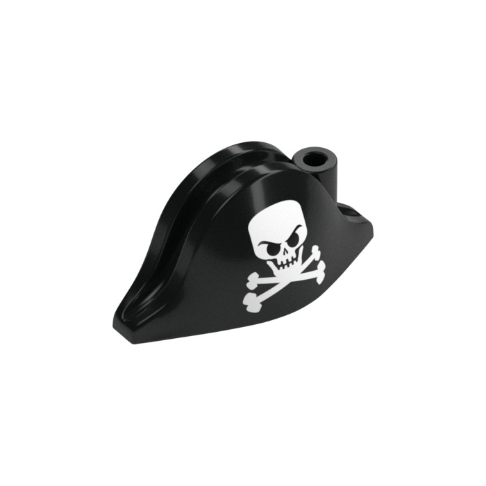 LEGO Black Bicorne Pirate Hat with Skull and Crossbones (Squared, Angry ...