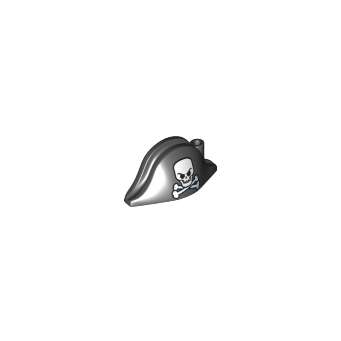 LEGO Black Bicorne Pirate Hat with Skull and Crossbones (Squared, Angry ...