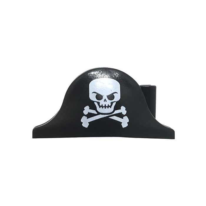LEGO Black Bicorne Pirate Hat with Skull and Crossbones (Squared, Angry ...