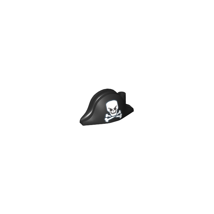LEGO Black Bicorne Pirate Hat with Skull with Closed Mouth (2528 / ...