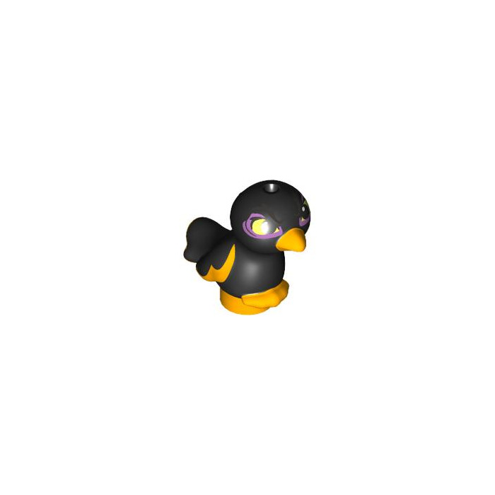 LEGO Black Bird with Feet Separate with Bright Light Orange Beak and ...