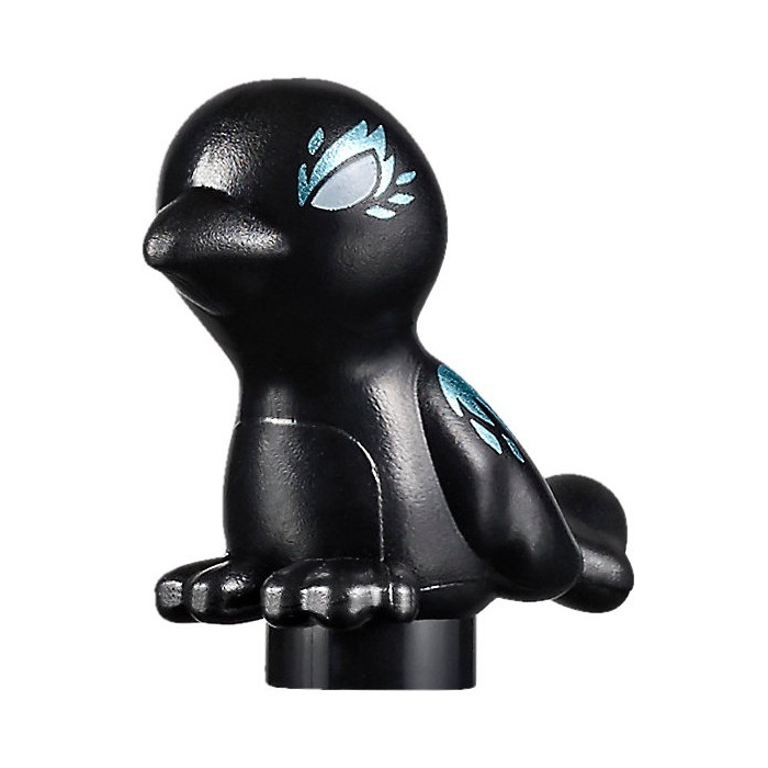 LEGO Black Bird with Feet Separate with Metallic Light Blue Feathers ...