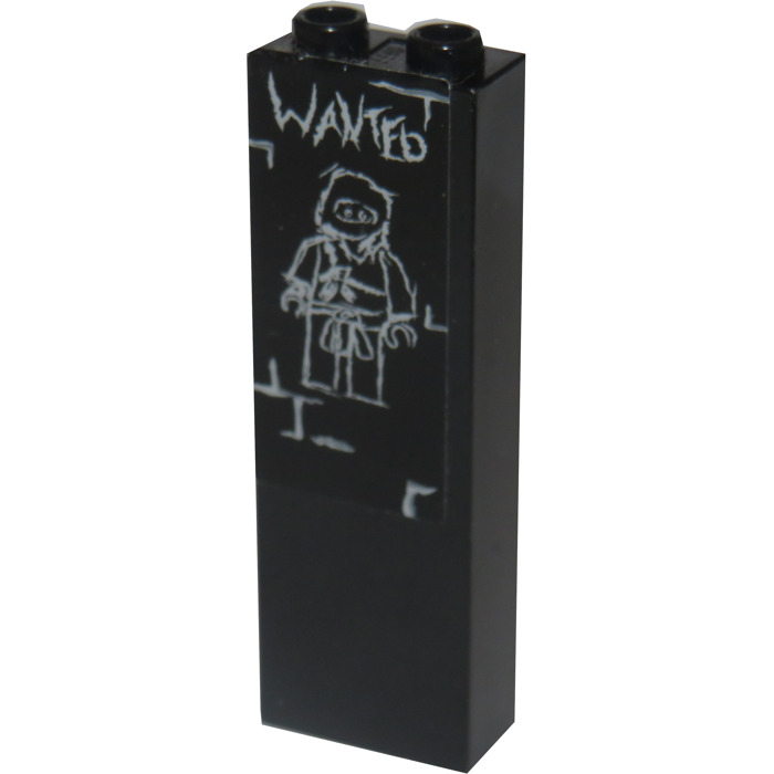 LEGO Brick 1 x 2 x 5 with 'WANTED' and Ninja Drawing Sticker with Stud ...