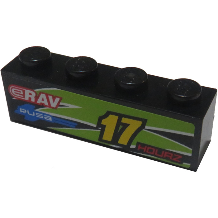 LEGO Brick 1 x 4 with '17' and 'HOURZ' and 'eRAV' and 'RUSA' Left ...