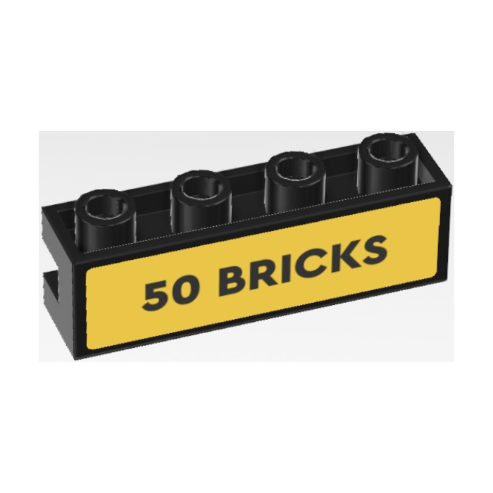 LEGO Brick 1 x 4 with Groove with ‘50 BRICKS’ Sticker (2653) | Brick ...