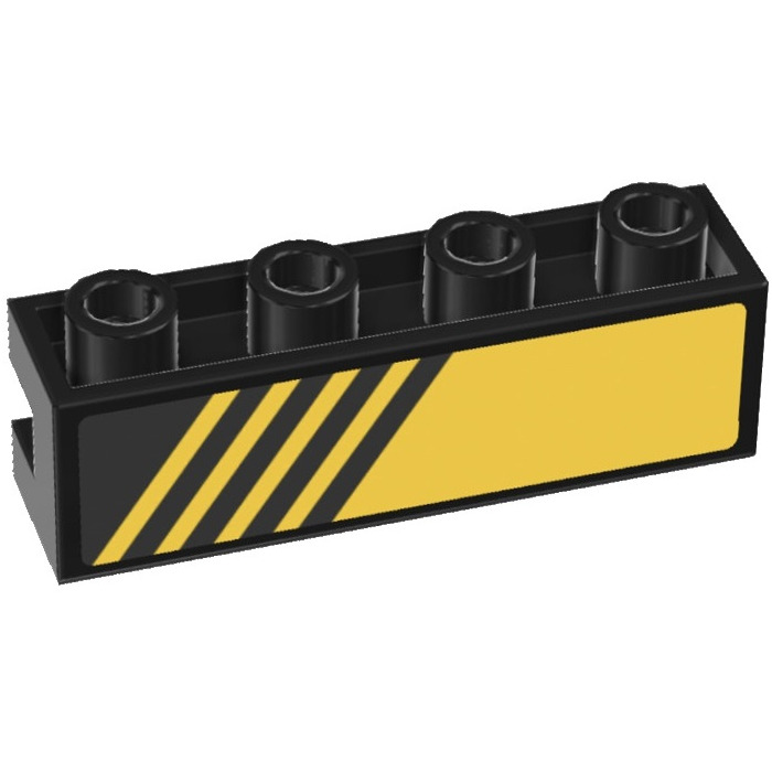 LEGO Brick 1 x 4 with Groove with Yellow and Black Gradated Stripes ...