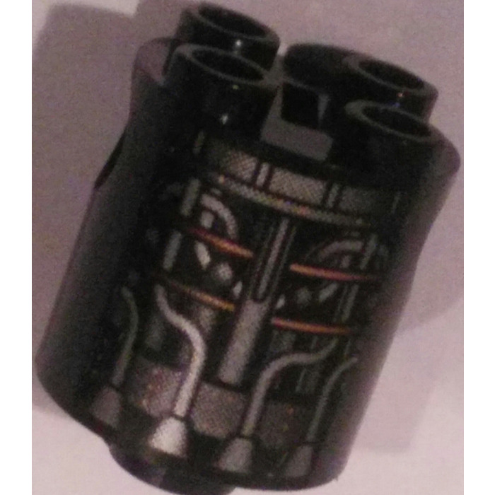 LEGO Black Brick 2 x 2 x 2 Round with Silver and Copper Tubing with ...