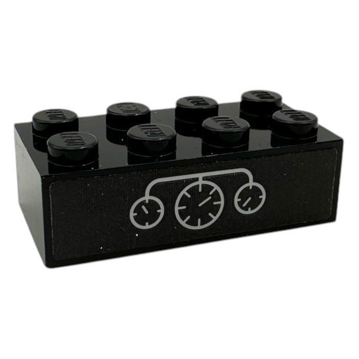 LEGO Brick 2 x 4 with white control panel with gauges Sticker (3001 ...
