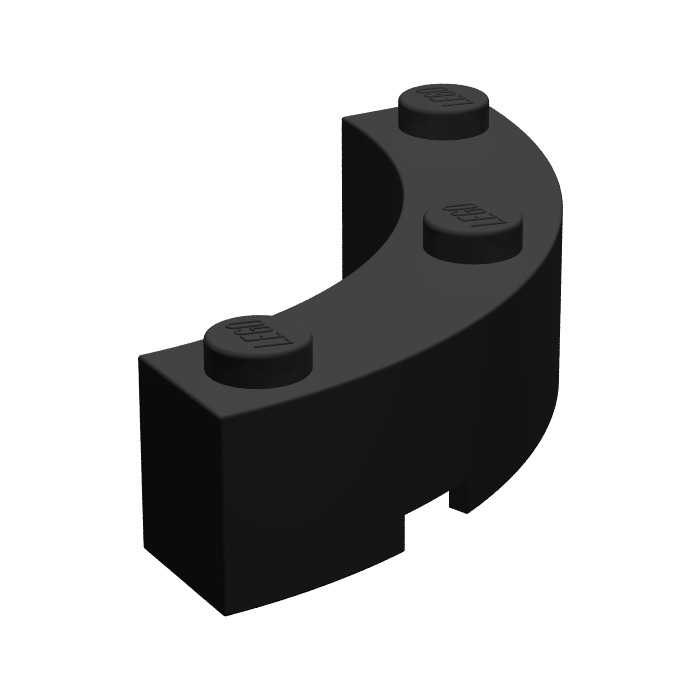 LEGO Black Brick 4 x 4 Round Corner (Wide with 3 Studs) (48092 / 72140 ...