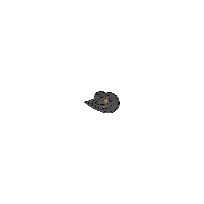 LEGO Black Cowboy Hat with Large Brim with Sheriff Star (15424 / 15841 ...