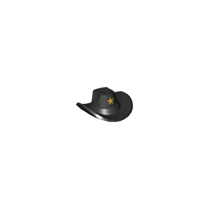 LEGO Black Cowboy Hat with Large Brim with Sheriff Star (15424 / 15841 ...